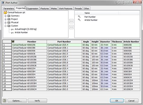 Make A Part Catalogue With Inventor Ipart Feature Cadnotes