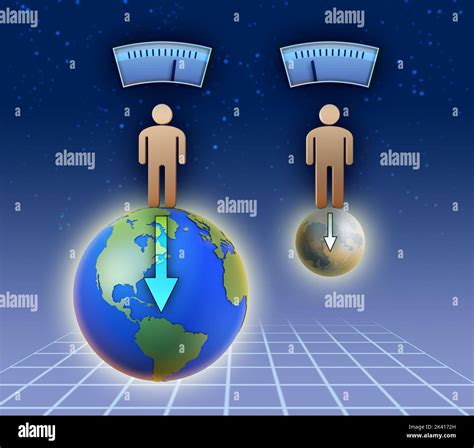 Differences Between Mass And Weight Digital Illustration Stock Photo