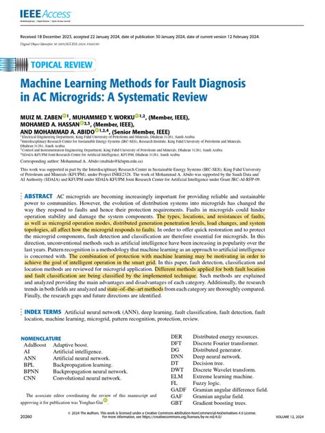 Machine Learning Methods For Fault Diagnosis In Ac Microgrids Pdf Machine Learning