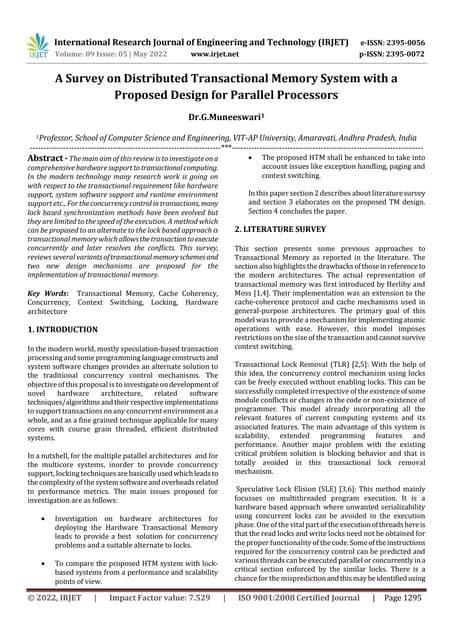 A Survey On Distributed Transactional Memory System With A Proposed