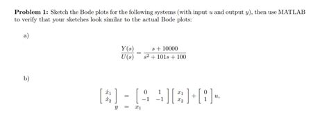 Solved Problem 1 Sketch The Bode Plots For The Following Chegg