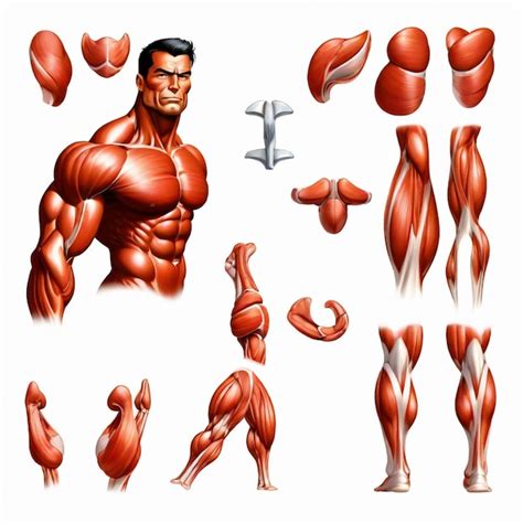 Un Dibujo De Un Cuerpo Muscular Con Músculos Y Una Espada Vector Premium