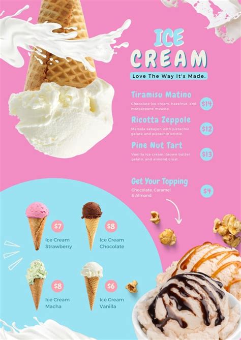 Free Printable Customizable Ice Cream Menu Templates Canva