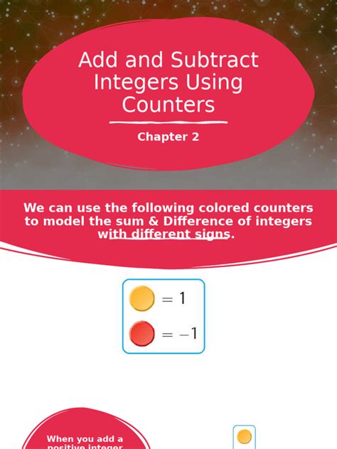 Add And Subtract Integers Using Counters Pdf Arithmetic