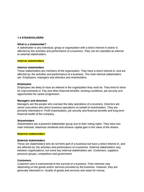 Buiness 6 Pdf Interest Stakeholder Corporate