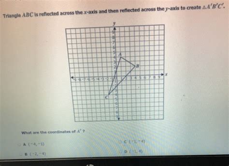 Solved Triangle Abc Is Reflected Across The X Axis And Then Reflected Across The Y Axis To
