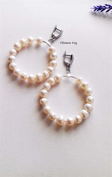 свадебные серьги кольца с жемчугом Серьги кольца Свадебные серьги Кольцо с жемчугом