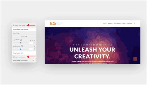 Sticky Header Addon Wiz Elementor Wordpress Theme