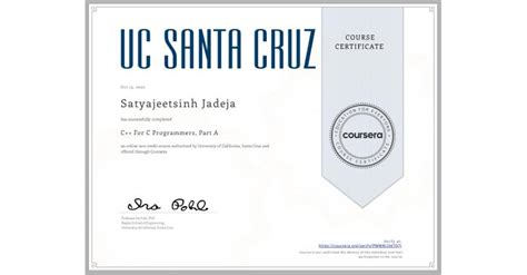 Satyajeetsinh Jadeja On Linkedin Completion Certificate For C For C
