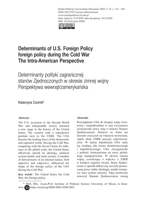 Pdf Determinants Of U S Foreign Policy Foreign Policy During The
