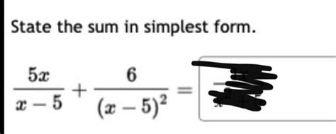 Solved State The Sum In Simplest Form Chegg Com