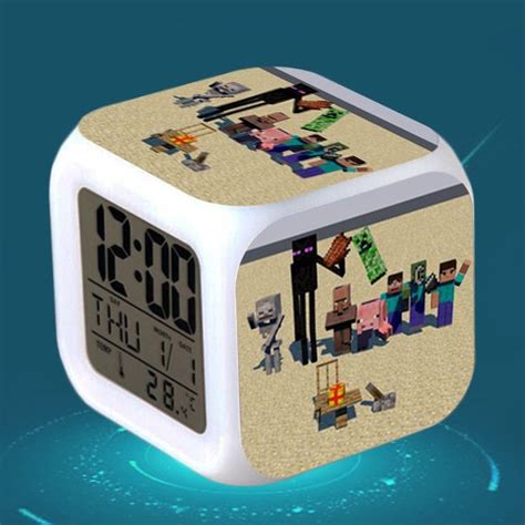 Minecraft Led Alarm Clock 32 Minecraft Cartoon Figures Led Alarm Clock