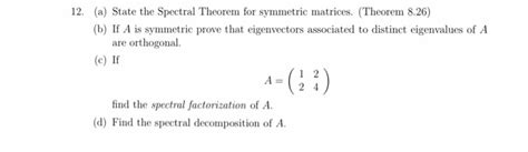 Solved State The Spectral Theorem For Symmetric Matrices Solved State The Spectral Theorem For Symmetric Matrices