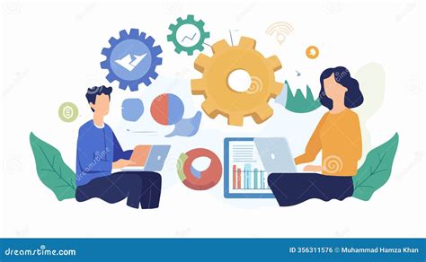 Professional Crm User Management Concept With Gears And Symbols Stock Vector Illustration Of