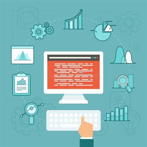 Vector Data Analytics Concept In Flat Style Stock Vector Illustration Of Network Code 50372401