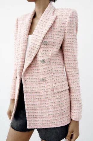 Zara Pink Tweed Blazer