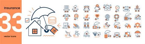 개념 아이콘 설정 다양한 보험 장면과 상황의 수집 자동차 보험 사고 건강 보험 생명 보험 자동차 보험에 대한 스톡 벡터 아트 및