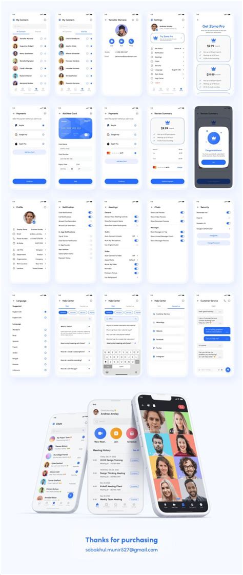 Zomo Video Conferencing Online Meeting App UI Kit Premium High Quality UI Kit App Ui