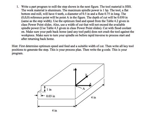 solved 1 write a part program to mill the step shown in the