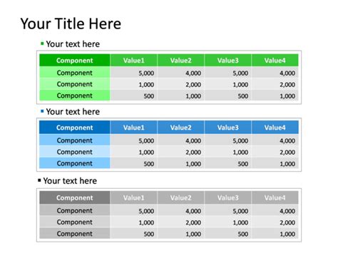 PowerPoint Slide Diagram Table Green 3 Tables TG320 CrystalGraphics Com