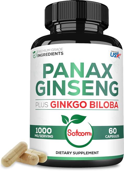 Panax Ginseng Supplement With Ginkgo Biloba Leaf 60 Vegan Capsules