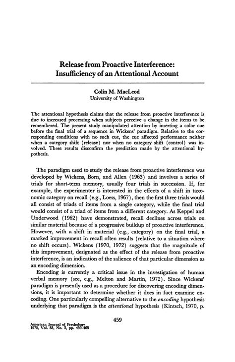 Pdf Release From Proactive Interference Insufficiency Of An