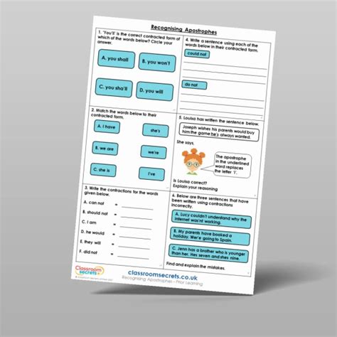 Year 4 Recognising Apostrophes Prior Learning Resource Classroom Secrets