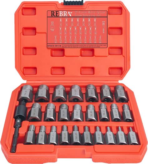 REBRA Pieces Screw Extractor Set Inch Impact Double Head Easy Out Bolt Remover Kit Hex