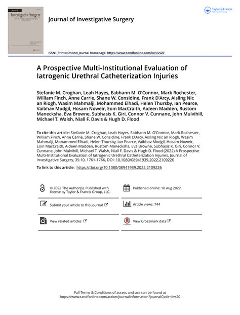 Pdf A Prospective Multi Institutional Evaluation Of Iatrogenic Urethral Catheterization Injuries