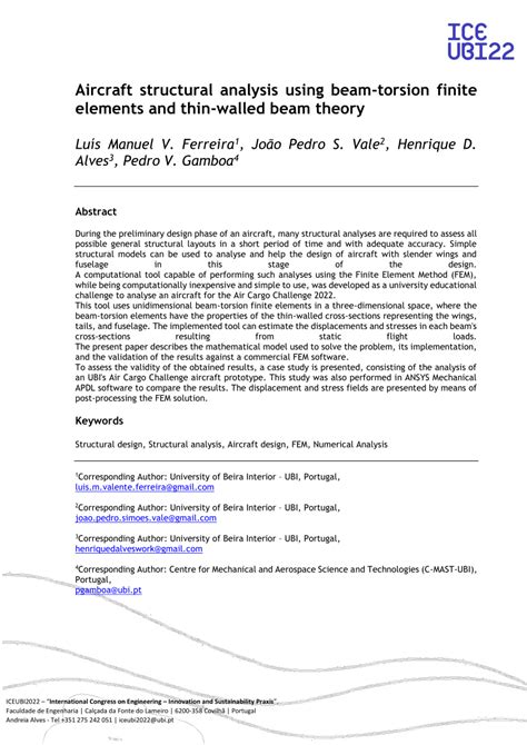 Pdf Aircraft Structural Analysis Using Beam Torsion Finite Elements