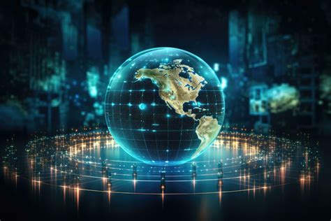 Ai Generated Globe With Map Of The World Glowing Lines On Technological Background 3d