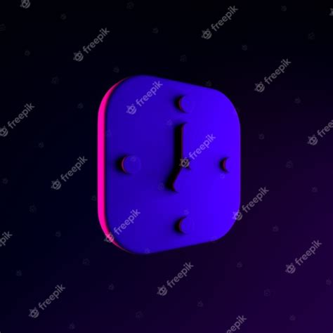 Premium Photo Neon Wall Square Clock Icon D Rendering Ui Ux Interface Element Dark Glowing