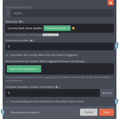 custom chat commands for your twitch chat bot