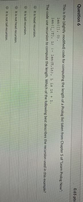 Solved Question 5 065 Pts In Chapter 6 Of Learn Prolog