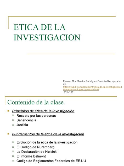 Etica De La Investigacion Pdf