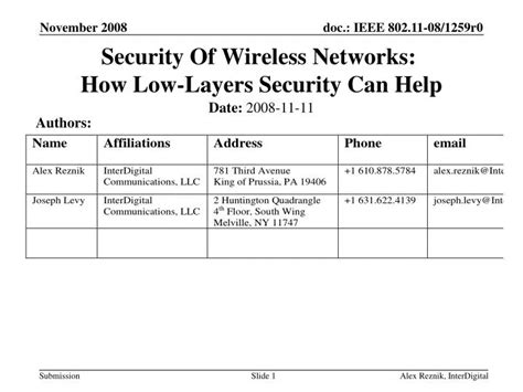 Ppt Security Of Wireless Networks How Low Layers Security Can Help Powerpoint Presentation