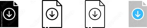 Download File Button Icon Set Silhouette Linear And Flat Style