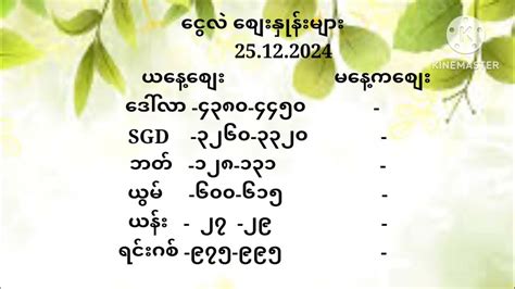 25 12 2024 ဗုဒ္ဓဟူးနေ့ တစ်နေ့တာ စျေးကွက်စျေးနှုန်းများ Youtube