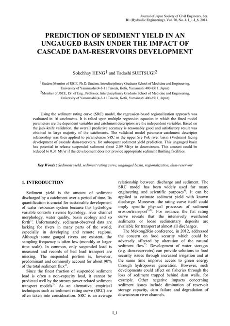 Pdf Prediction Of Sediment Yield In An Ungauged Basin Under The Impact Of Cascade Dam