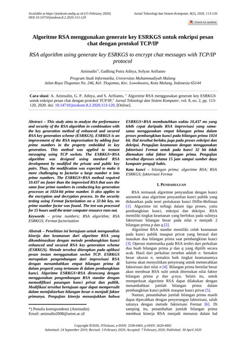 pdf rsa algorithm using generate key esrkgs to encrypt chat messages with tcp ip protocol