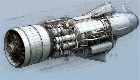 Premium Photo Generative Ai Jet Engine Internal Structure With Hydraulic Fuel Pipes And Other
