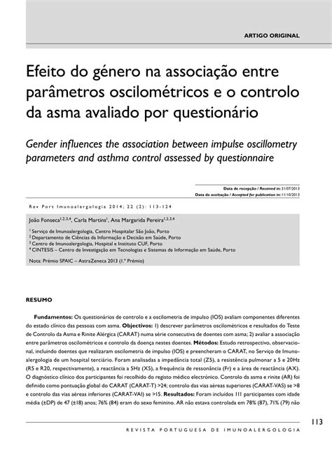 Pdf Gender Influences The Association Between Impulse Oscillometry Parameters And Asthma