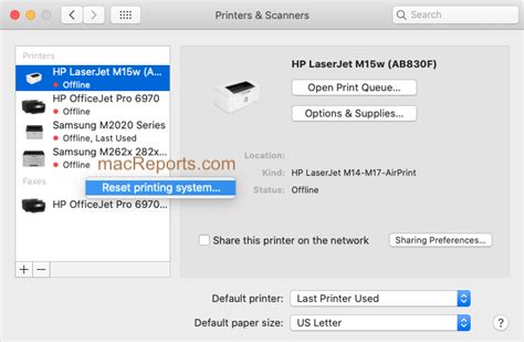 How To Reset The Mac Printing System Macreports