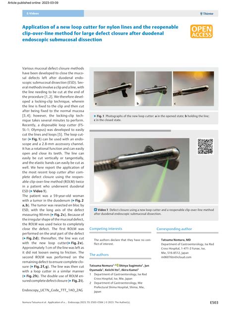 PDF Application Of A New Loop Cutter For Nylon Lines And The Reopenable Clip Over Line Method