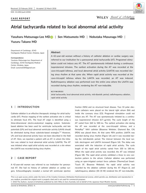 PDF Atrial Tachycardia Related To Local Abnormal Atrial Activity