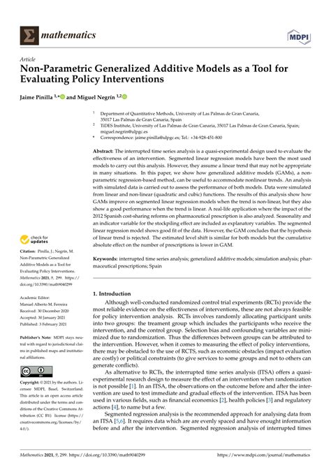 Pdf Non Parametric Generalized Additive Models As A Tool For Evaluating Policy Interventions
