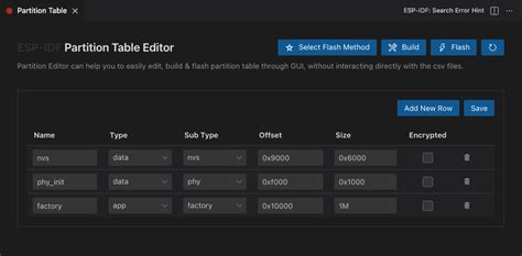 Partition Table Editor — Esp Idf Extension For Vscode Latest