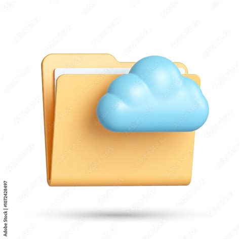 3d File Folder Icon With Cloud Symbol Representing Cloud Storage Or Syncing Featuring Matte