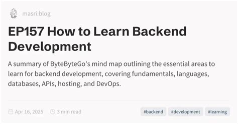 Ep157 How To Learn Backend Development