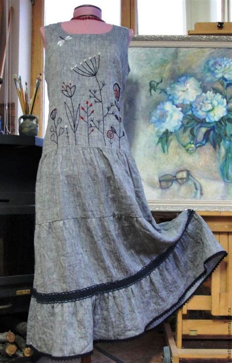 Как украсить льняное платье своими руками фото Шитье платья Летние